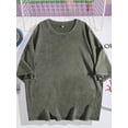 Army Green Washed Oversized Drop Shoulder Short Sleeve Crew Neck T ...