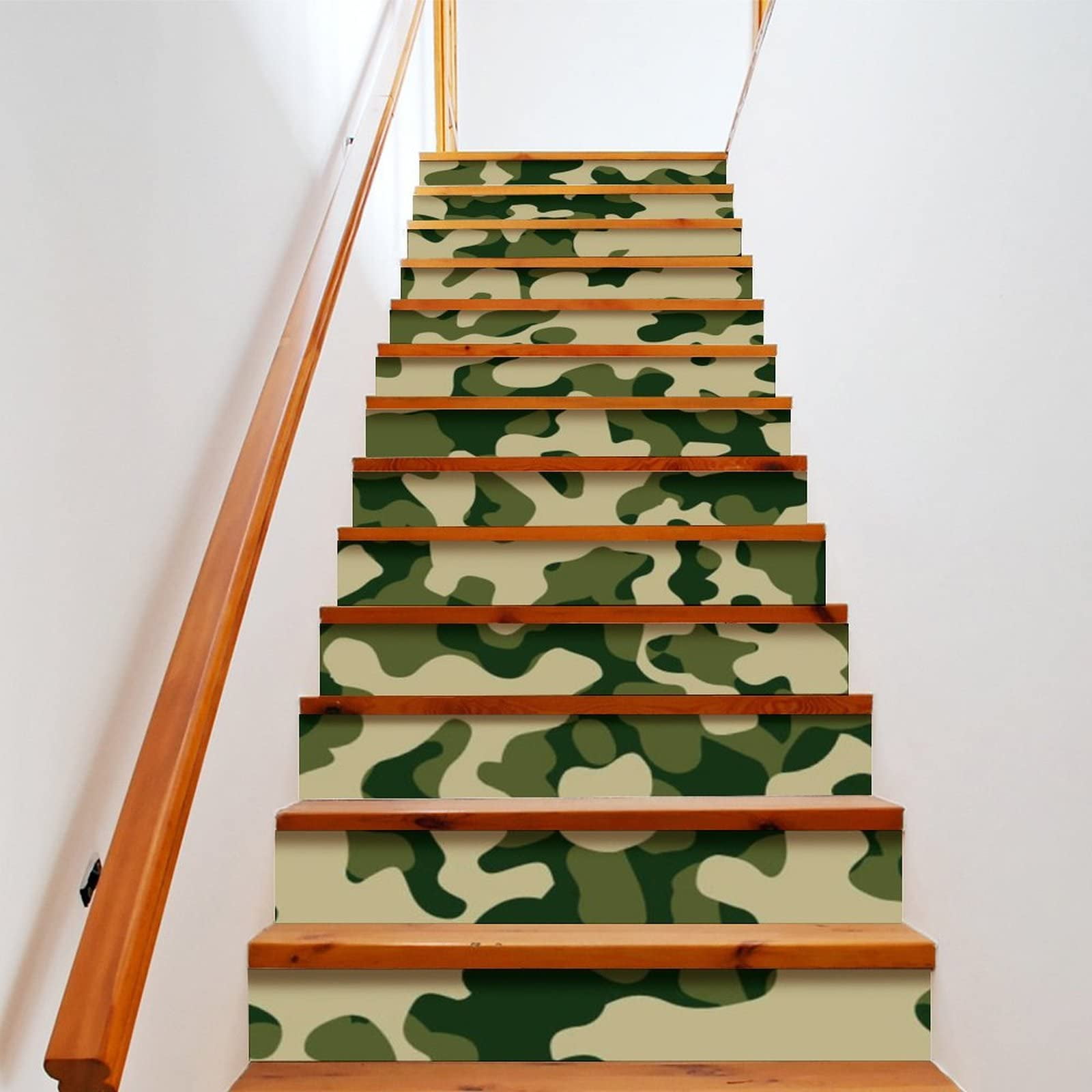 Army Green uflage Stair Stickers Theme Stairs Riser Decals Self ...