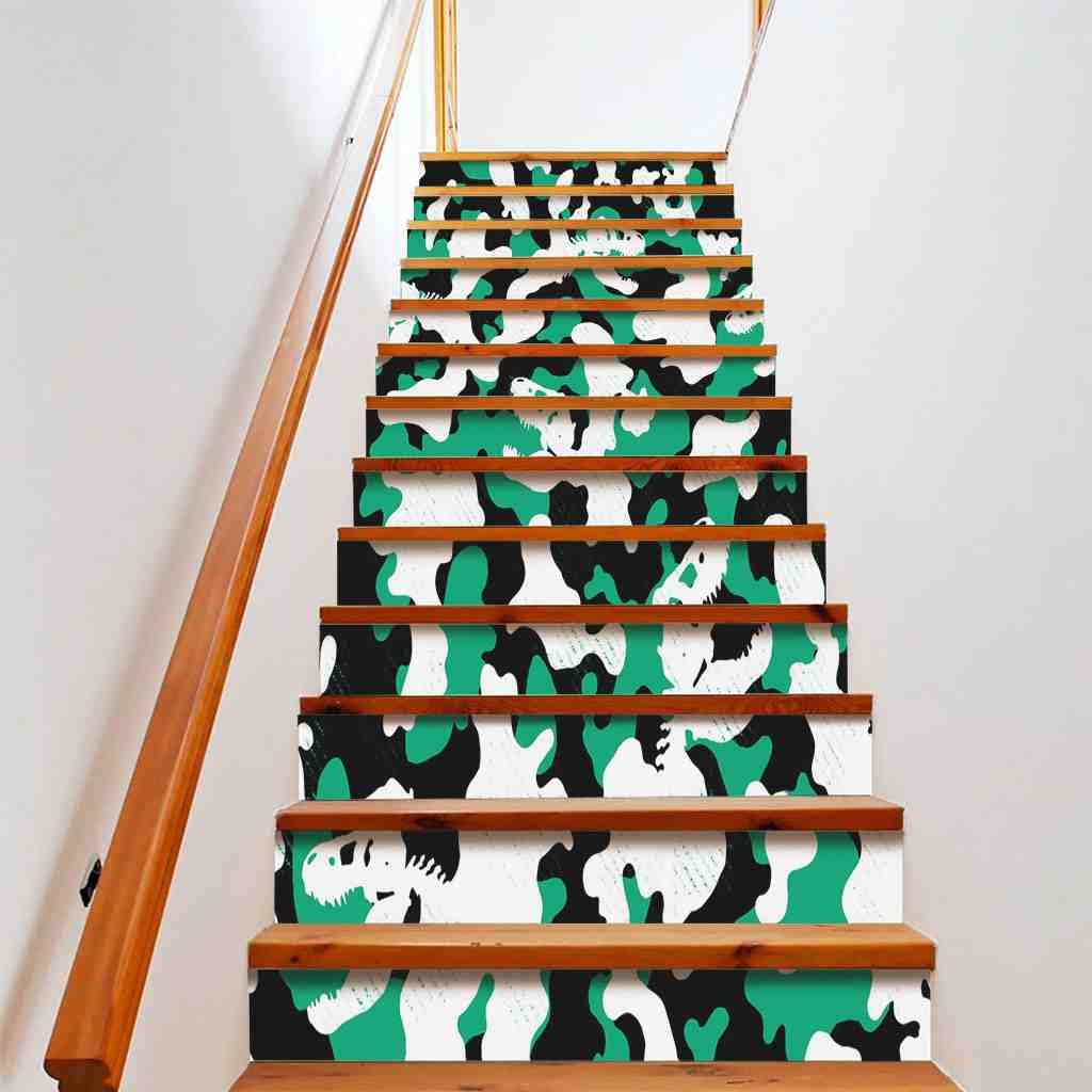 Army Green uflage Stair Stickers Theme Stairs Riser Decals Self ...
