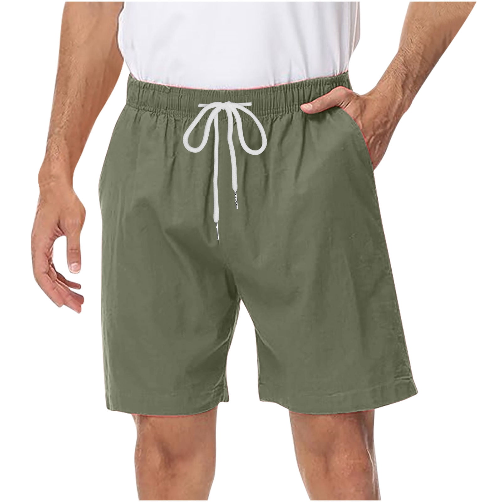 Army Lime Green Beach Casual Shorts for Man Fall Summer Loose Fit ...