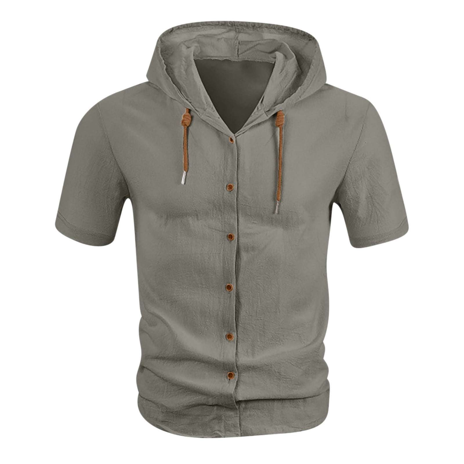Army Lime Green Casual Hoods for Man Summer Fall Short Sleeve Faux ...