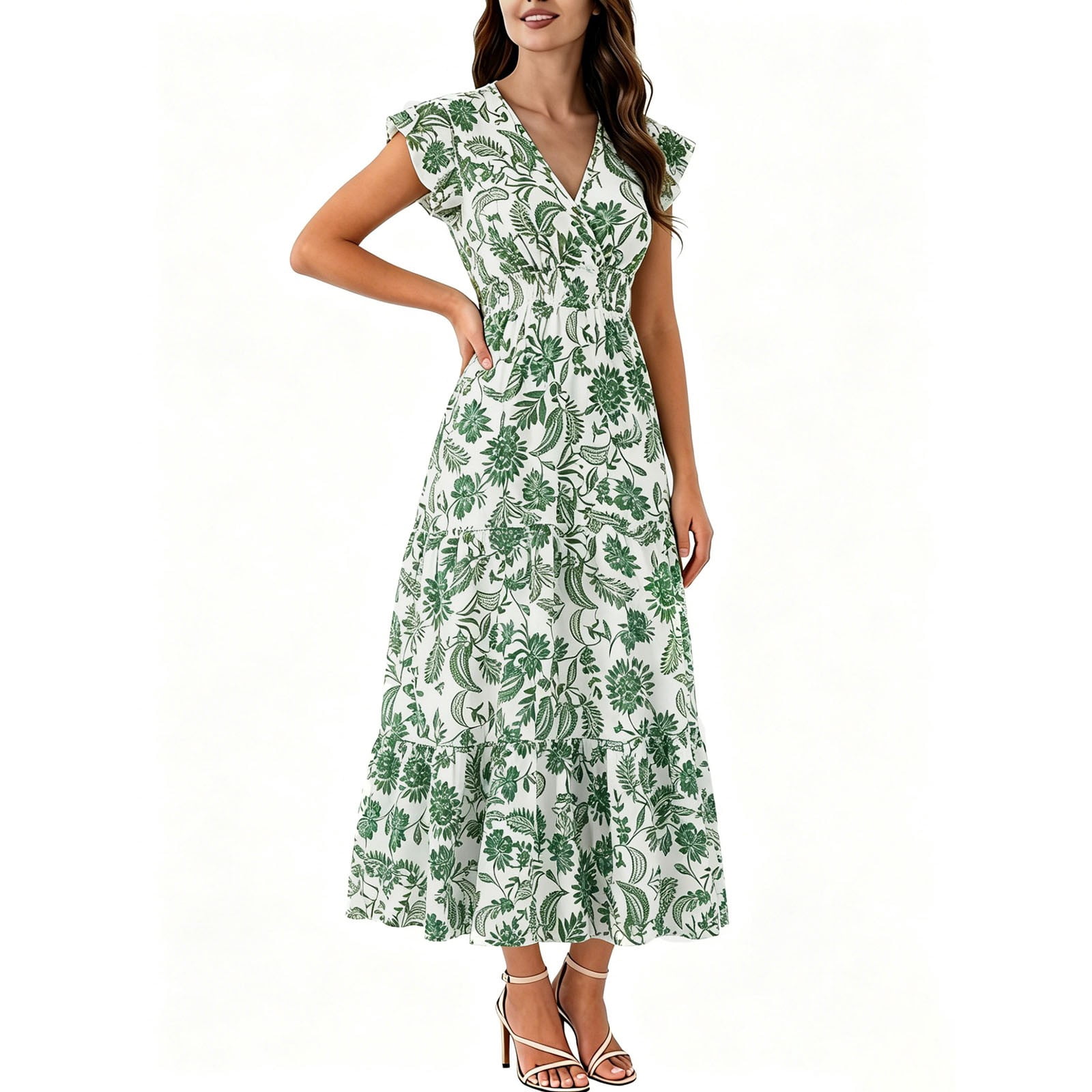 Army Lime Green Flounce for Teen Girls Fall Summer Vneck Floral Graphic ...
