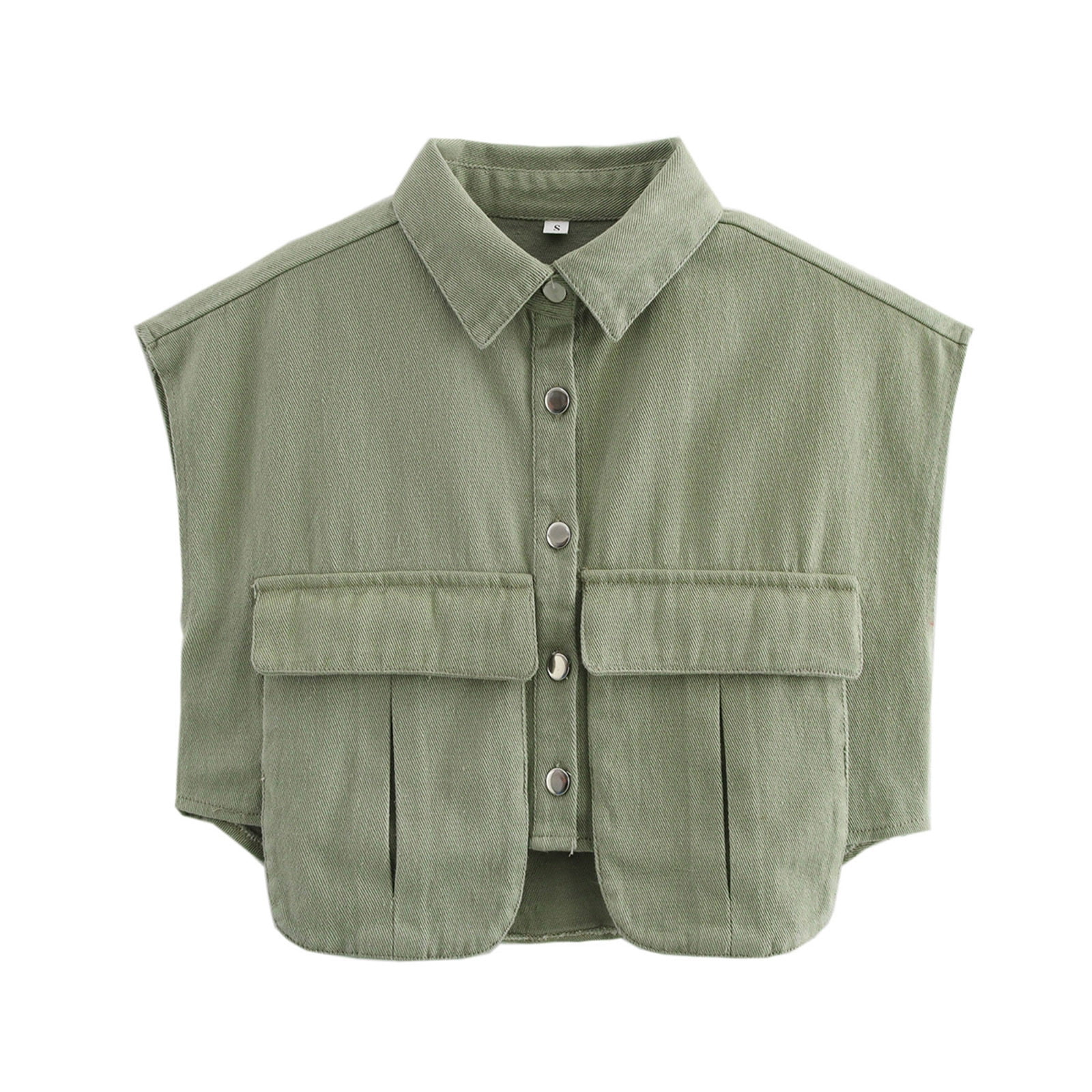 Army Lime Green Going Out Coats for Women Fall Winter Sleeveless Henley ...