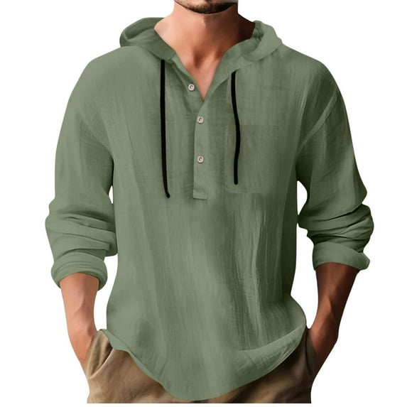 Army Lime Green Man Boat Neck Faux Linen Brunch Button Hood Outfits for ...