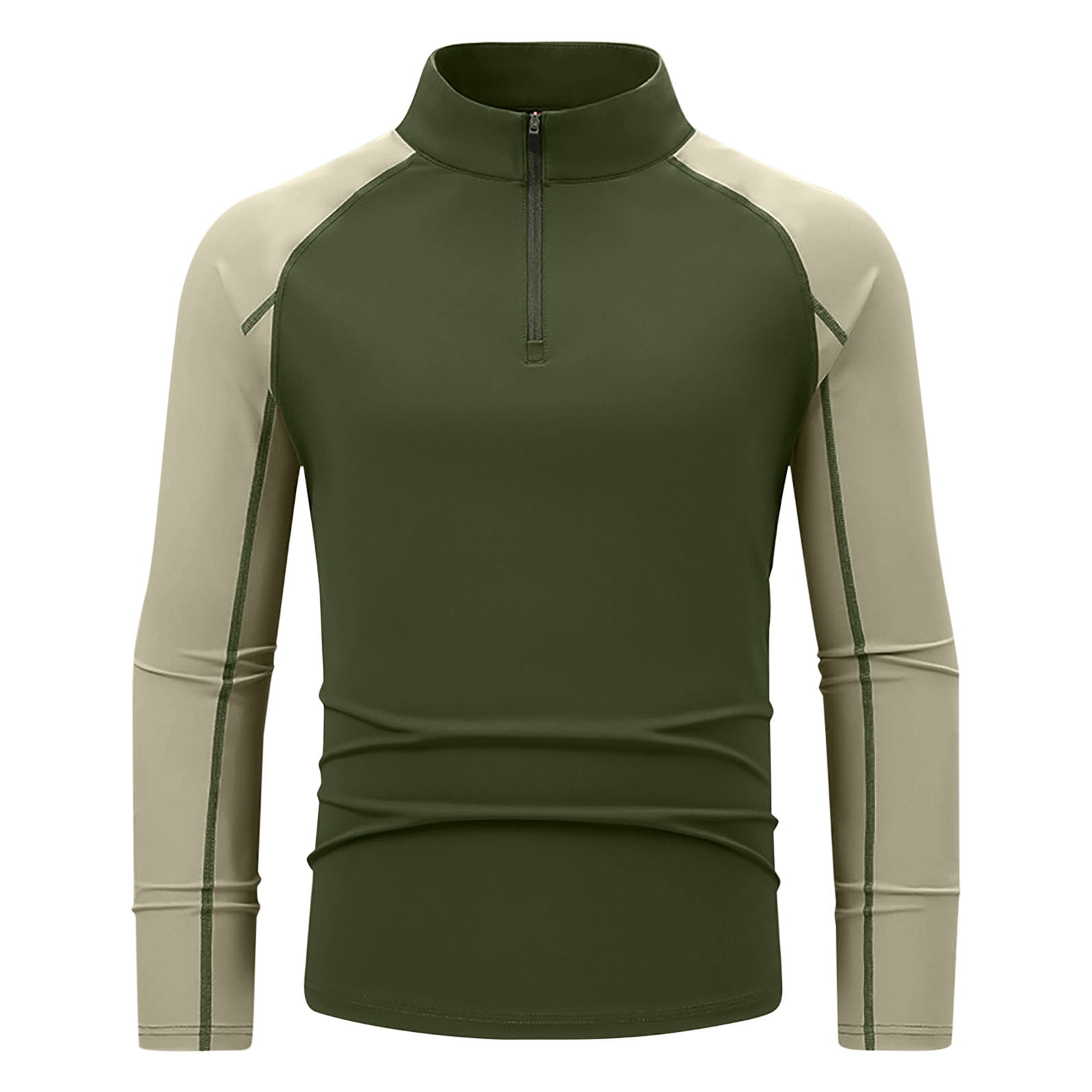 Army Lime Green Man Collared Neck T Shirts Casual Zip Up Tops Tee for ...