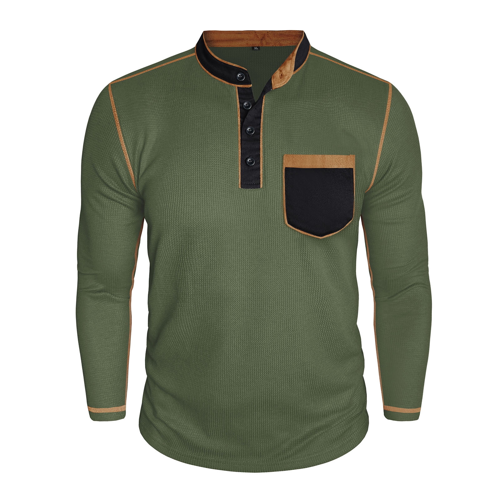 Army Lime Green Mens Color Block Crewneck Collared Neck Outfits ...