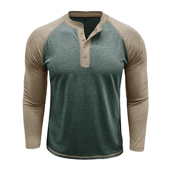 Army Lime Green Mens Turtle Neck T Shirts Brunch Button Tee Tops for ...