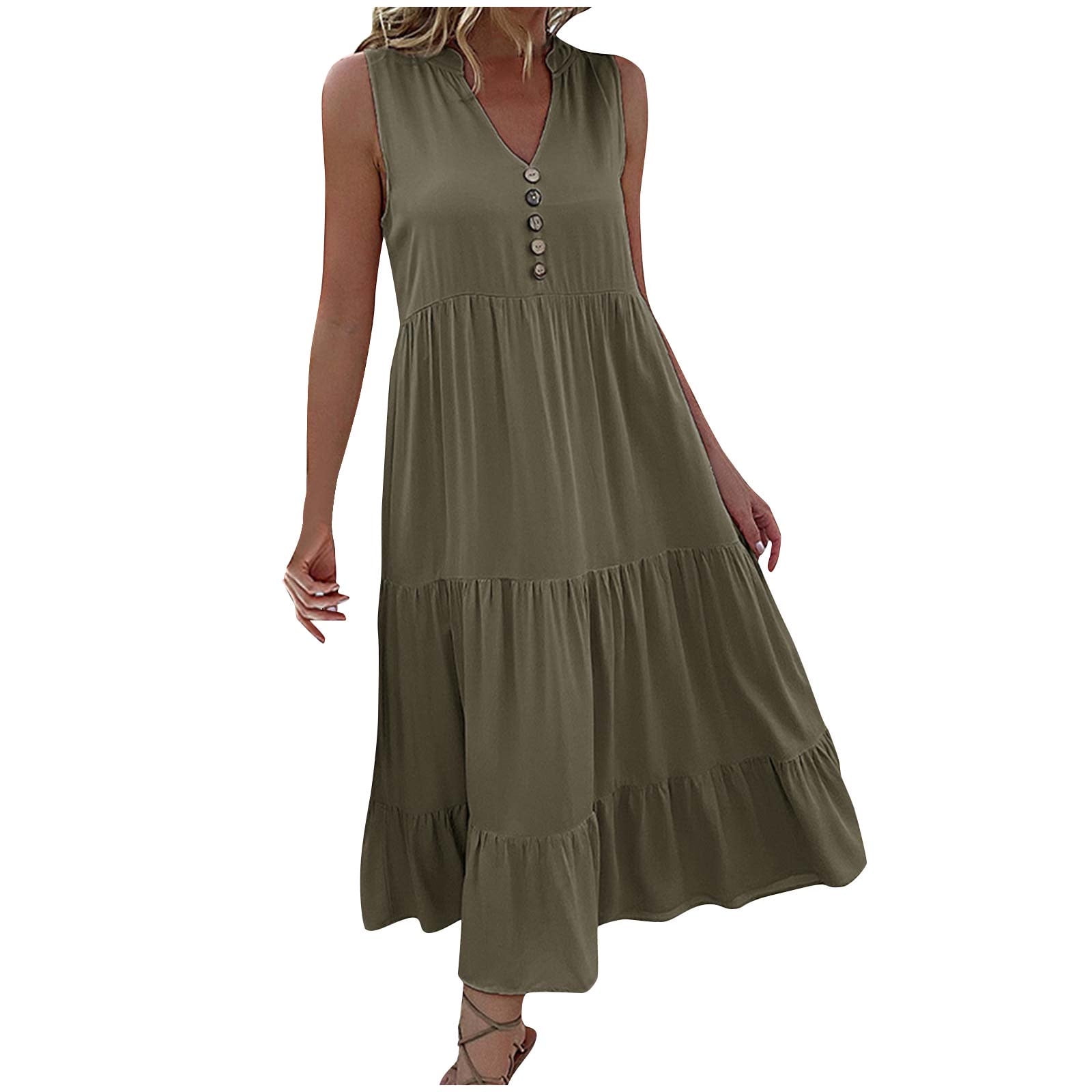Army Lime Green Sleeveless One Shoulder Dresses for Ladies Summer Fall ...