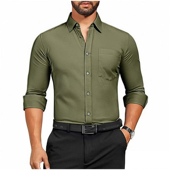 Army Lime Green Turtleneck Spandex Tee Shirts for Man Summer Fall Long ...