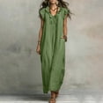 Army Lime Green Women Crew Neck Lounge Dress for Women Cap Sleeve Plain ...