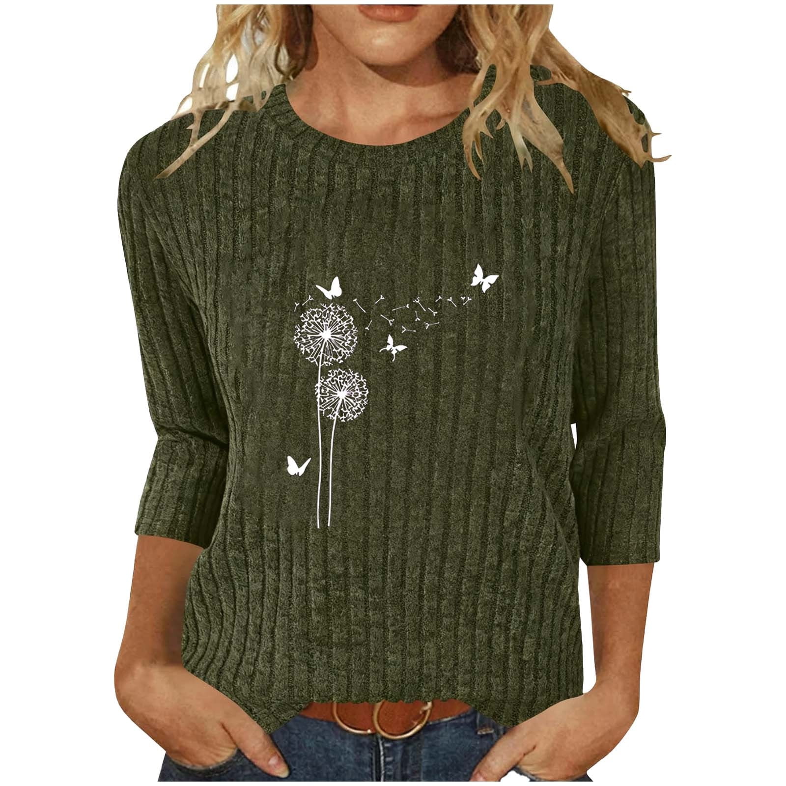 Army Lime Green Women Crewneck Spandex Tshirts Casual Tee Tops for ...