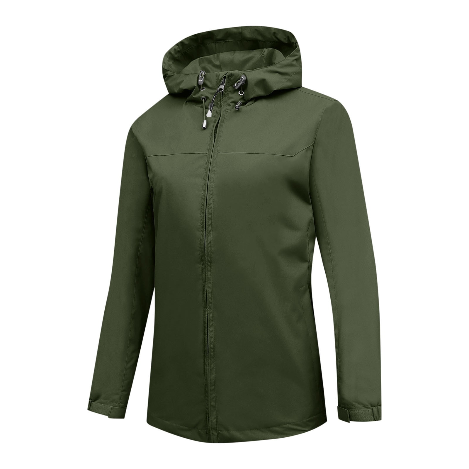 Army Lime Green Women with Hood Waterproof Basic Jackets Hood Outfit ...