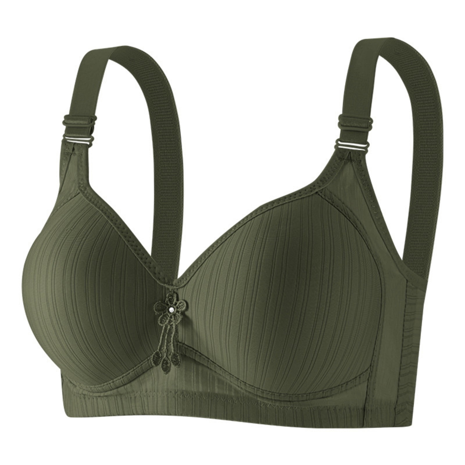 Army Lime Green Women Seamless Wireless Basic Oversized Bralette for ...