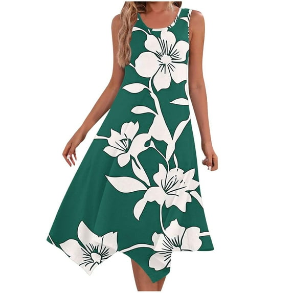 Army Lime Green Women Sleeveless Slip Floral Print Dresses for Teen ...