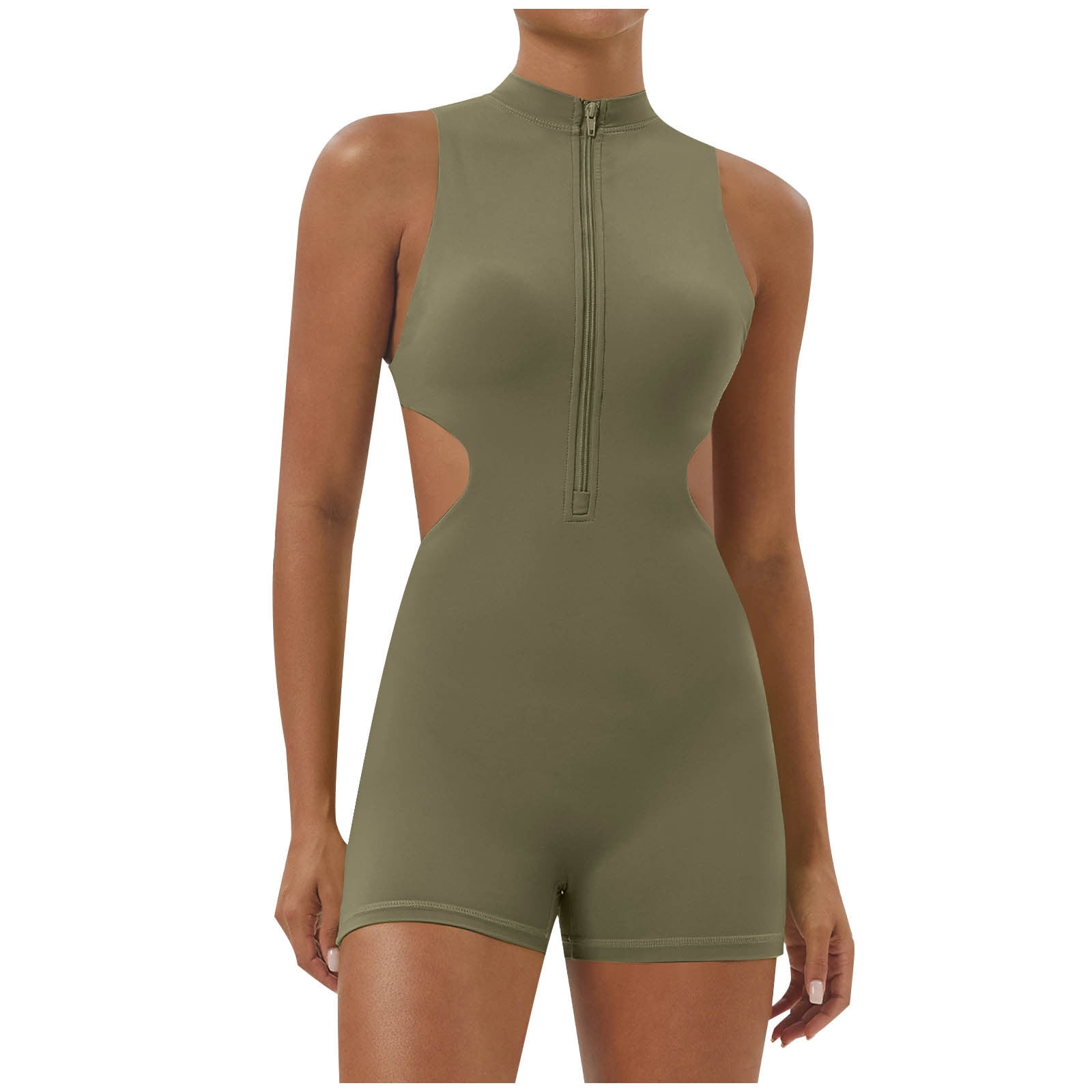 Army Lime Green Womens Bodycon Cottagecore Shorts Coveralls Shortalls ...
