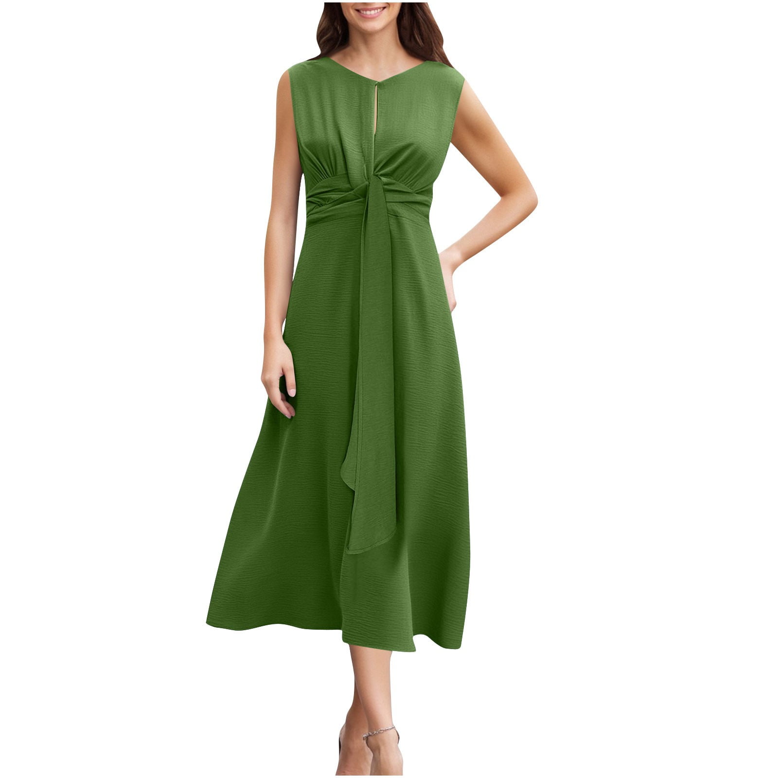 Army Lime Green Womens Ruffle Plain Maxi Long Slimming Tunic Dresses ...