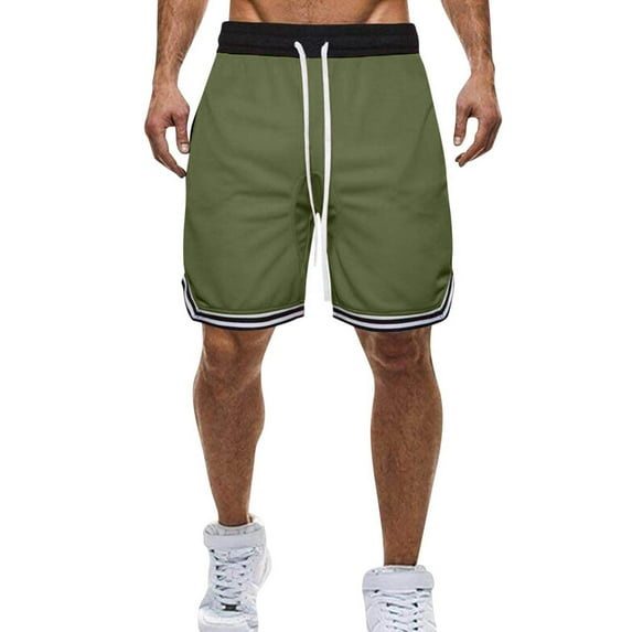 Army Lime Green Workout Gym Jogger Shorts for Man Fall Summer Straight ...