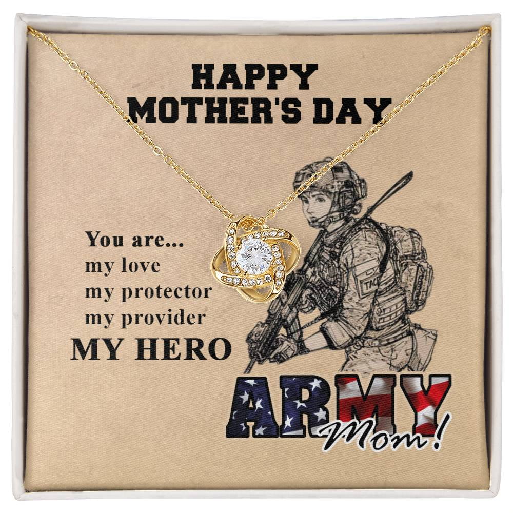 Army Mother GIFT - My Hero - Love Knot Necklace - 14K White Gold / 18K ...