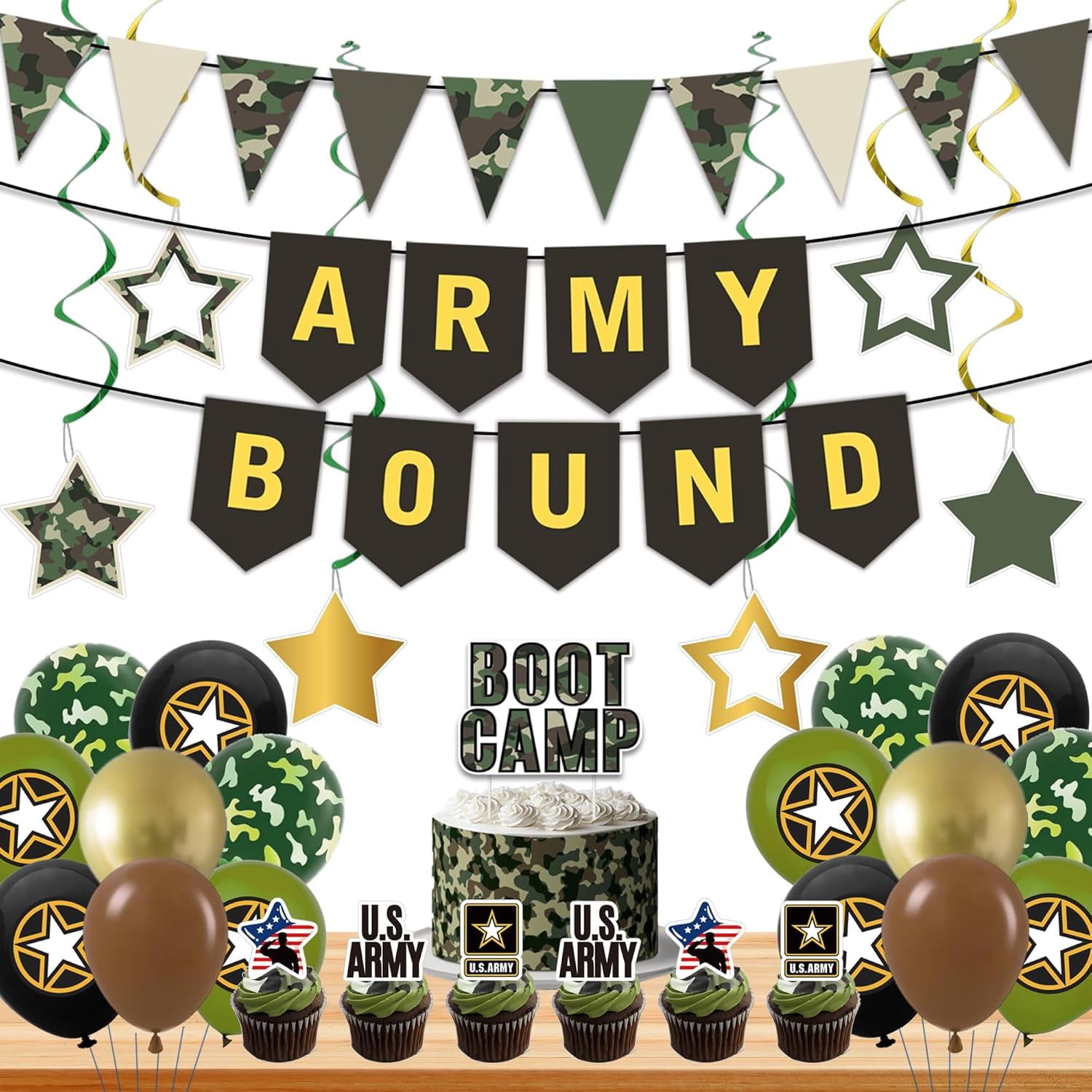Army Party Decorations, Green Military Themed Birthday Banner, Farewell ...