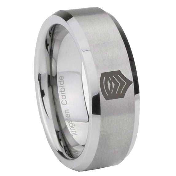 Army Sergeant Major 8MM Beveled Edge Gray Tungsten Men Ring - Walmart.com