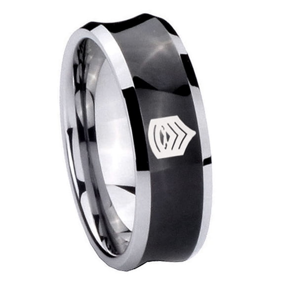 Army Sergeant Major 8MM Concave Black Tungsten Men Ring - Walmart.com