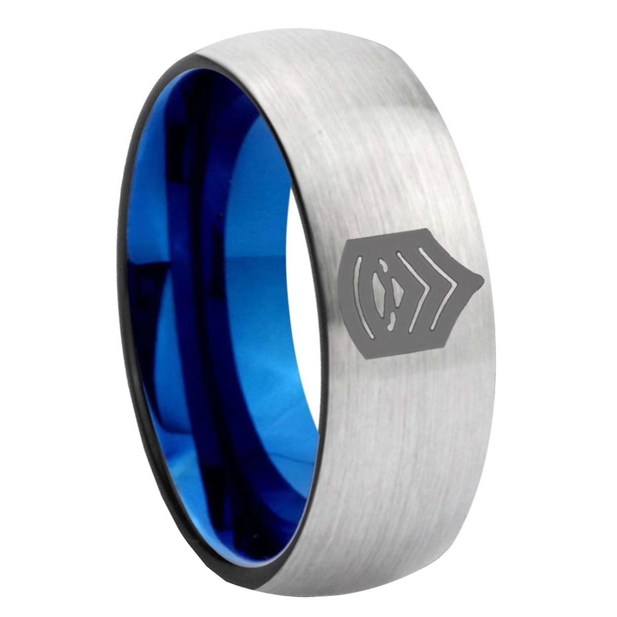 Army Sergeant Major 8MM Dome Gray and Blue Tungsten Men Ring - Walmart.com