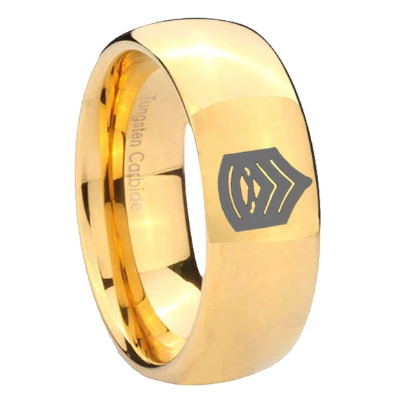 Army Sergeant Major Dome Gold Plated Tungsten Men Ring 10MM - Walmart.com