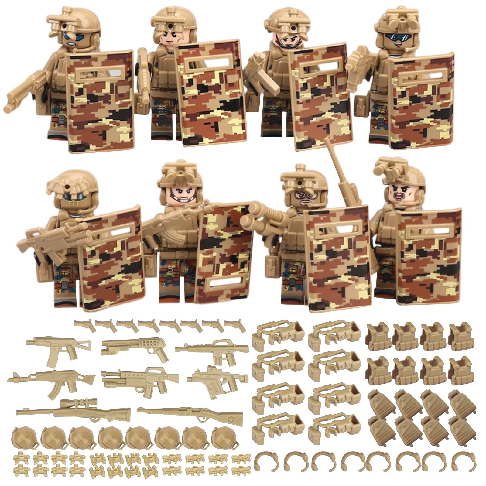 Army Soldier Minifigure Building Blocks Phalanx Set, 8 PCS Army Soldier ...