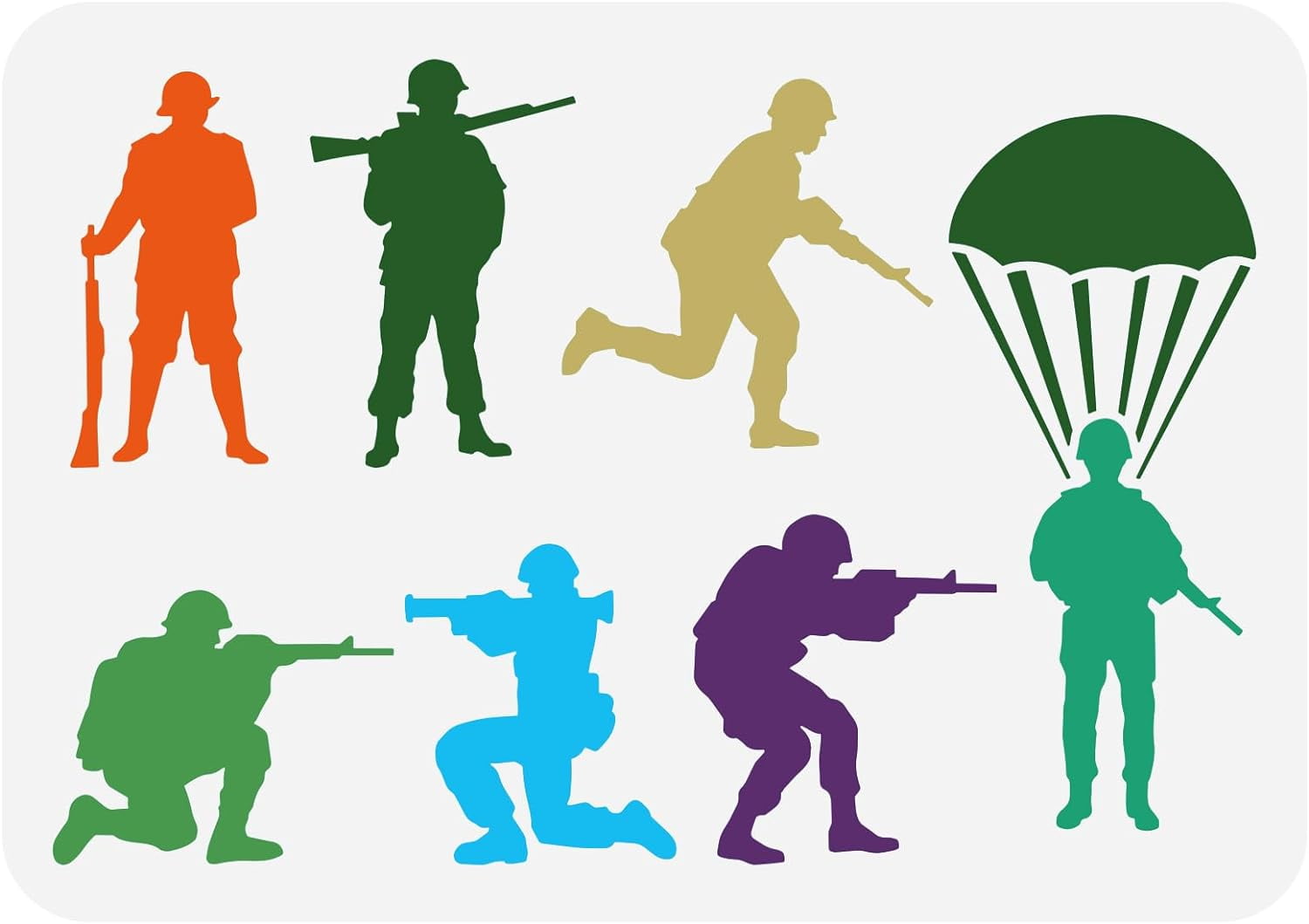 Army Soldiers Stencil 8.3x11.7inchReusable Paratroopers Infantry ...