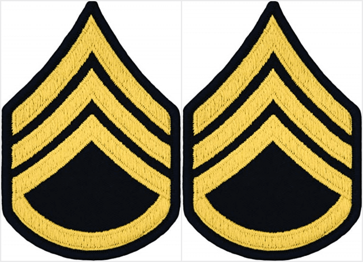 Army Staff Sergeant E-6 Gold on GREEN Rank Chevron Patches - 1 Pair ...