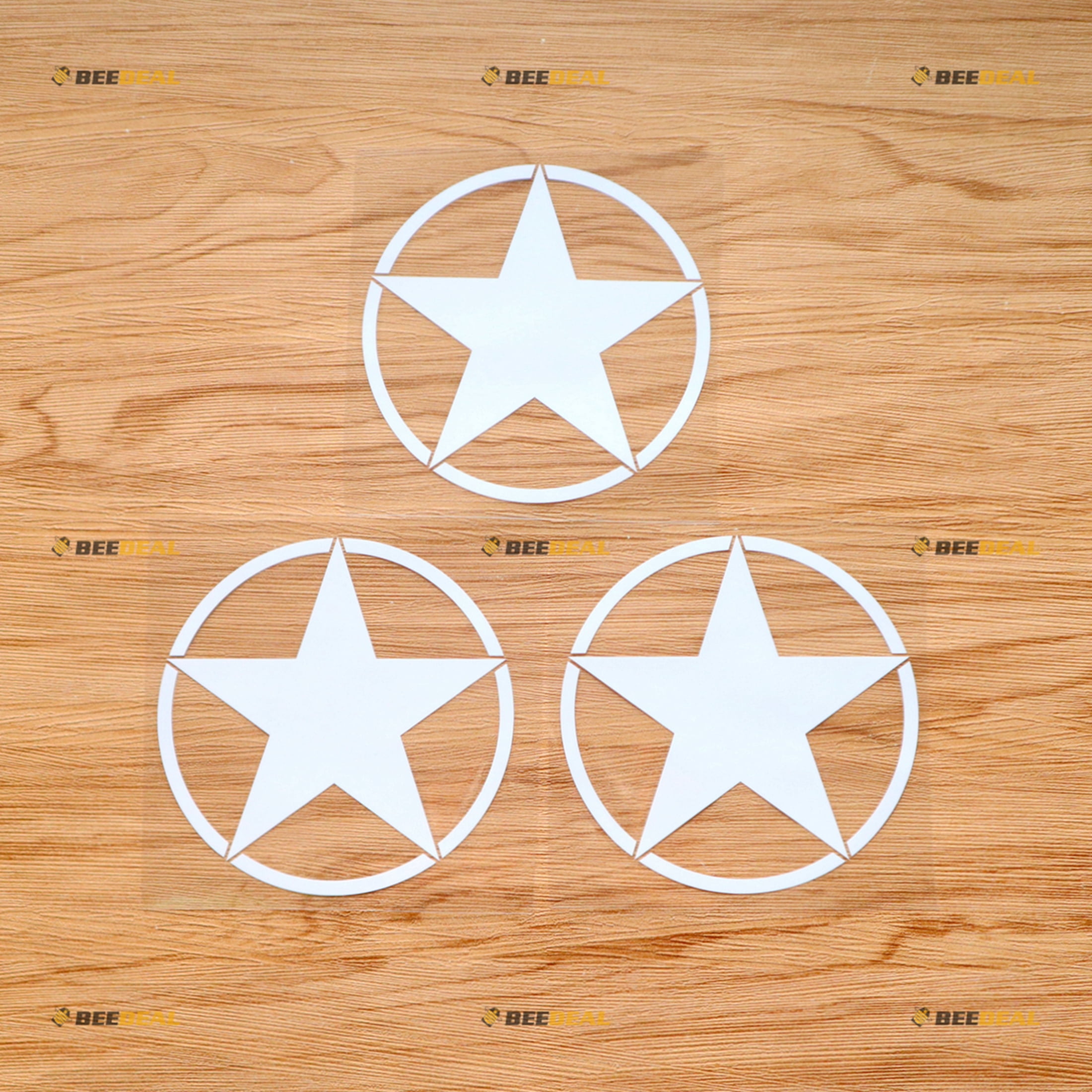 Army Star Sticker Decal Vinyl Thin - 3 Pack White 4" - For Car Boat ...