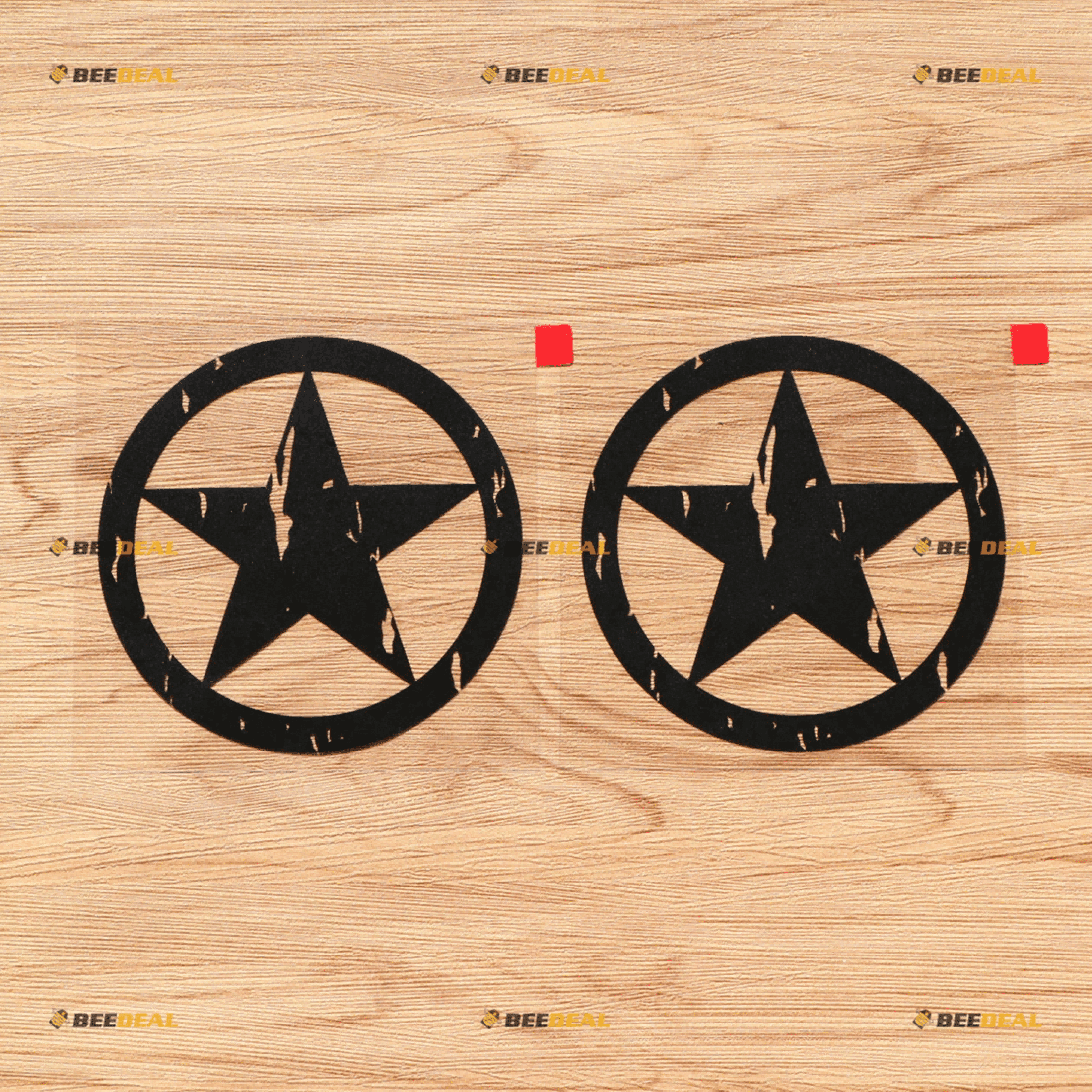 Army Star WW2 Decal Sticker Vinyl Round - 2 Pack Black, 4 Inches ...
