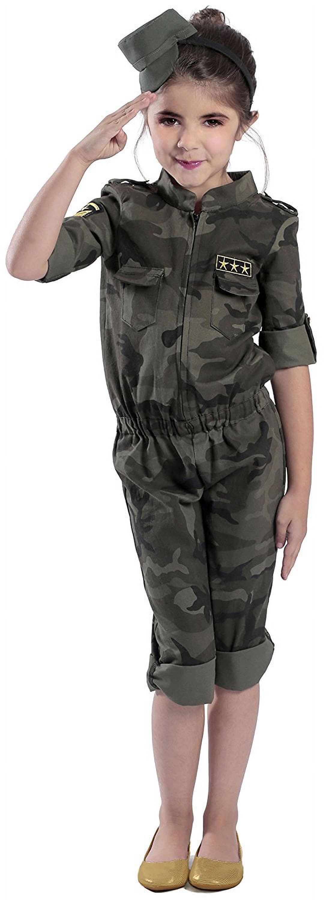 Army Style Costume (Girls, Small) Camo Jumpsuit - Walmart.com