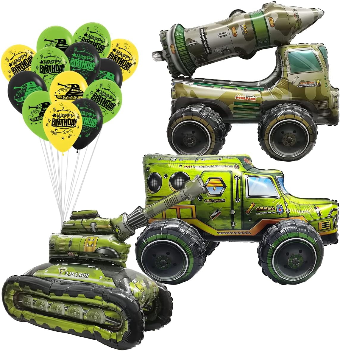 Army Tank Foil Balloons - 3D Inflatable Balloons for Camouflage Party ...