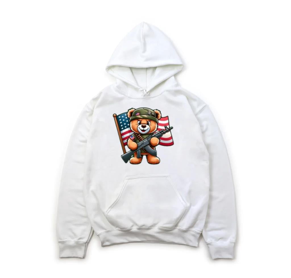 Army Teddy Bear Toy Soldier Cute Camo Animal Plush Fun Graphic Hoodie ...