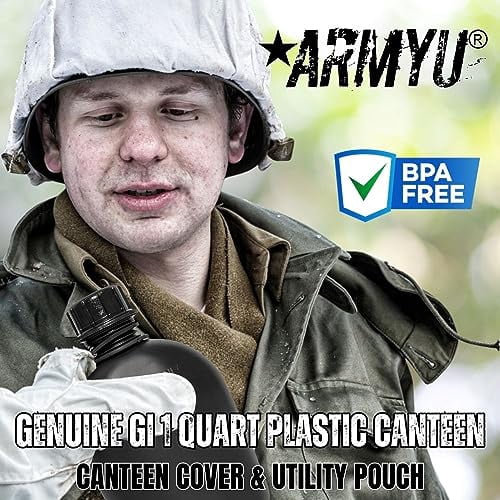 Black Genuine GI 1 Quart Plastic Canteen & Black II Canteen Cover ...
