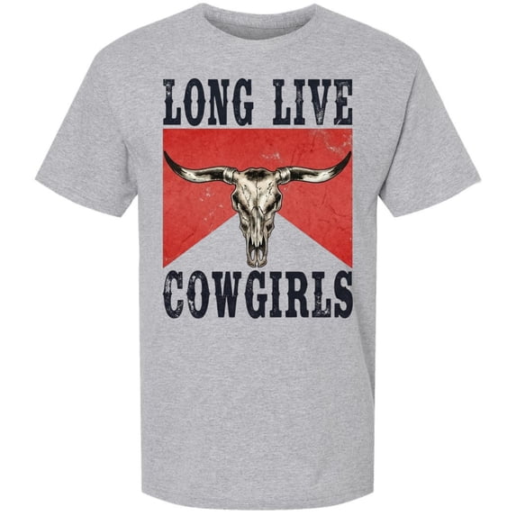Army Universe Long Live Cowgirls Printed T-Shirt Western Longhorn Bull ...