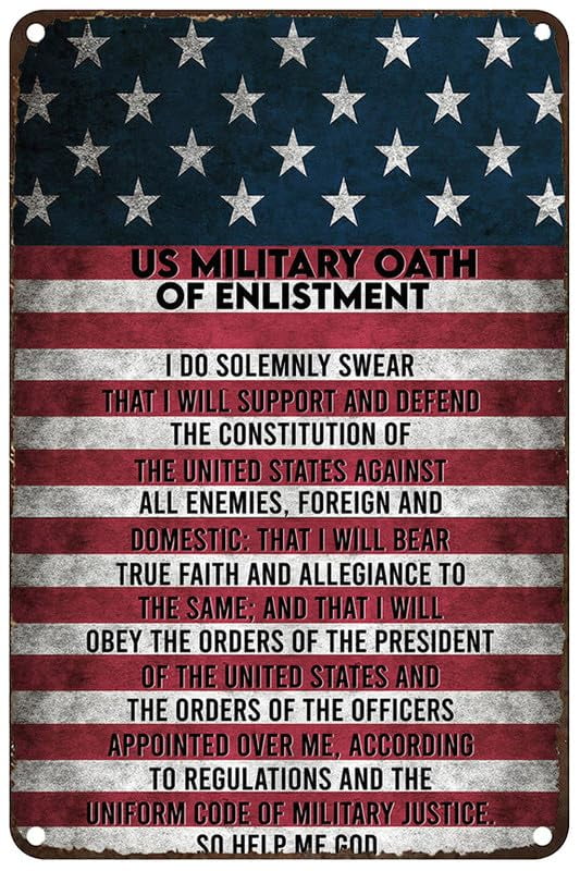 Army Us Military Oath Of Enlistment Metal Signs Decor Wall Decoration Plaque Retro Tin Sign ...