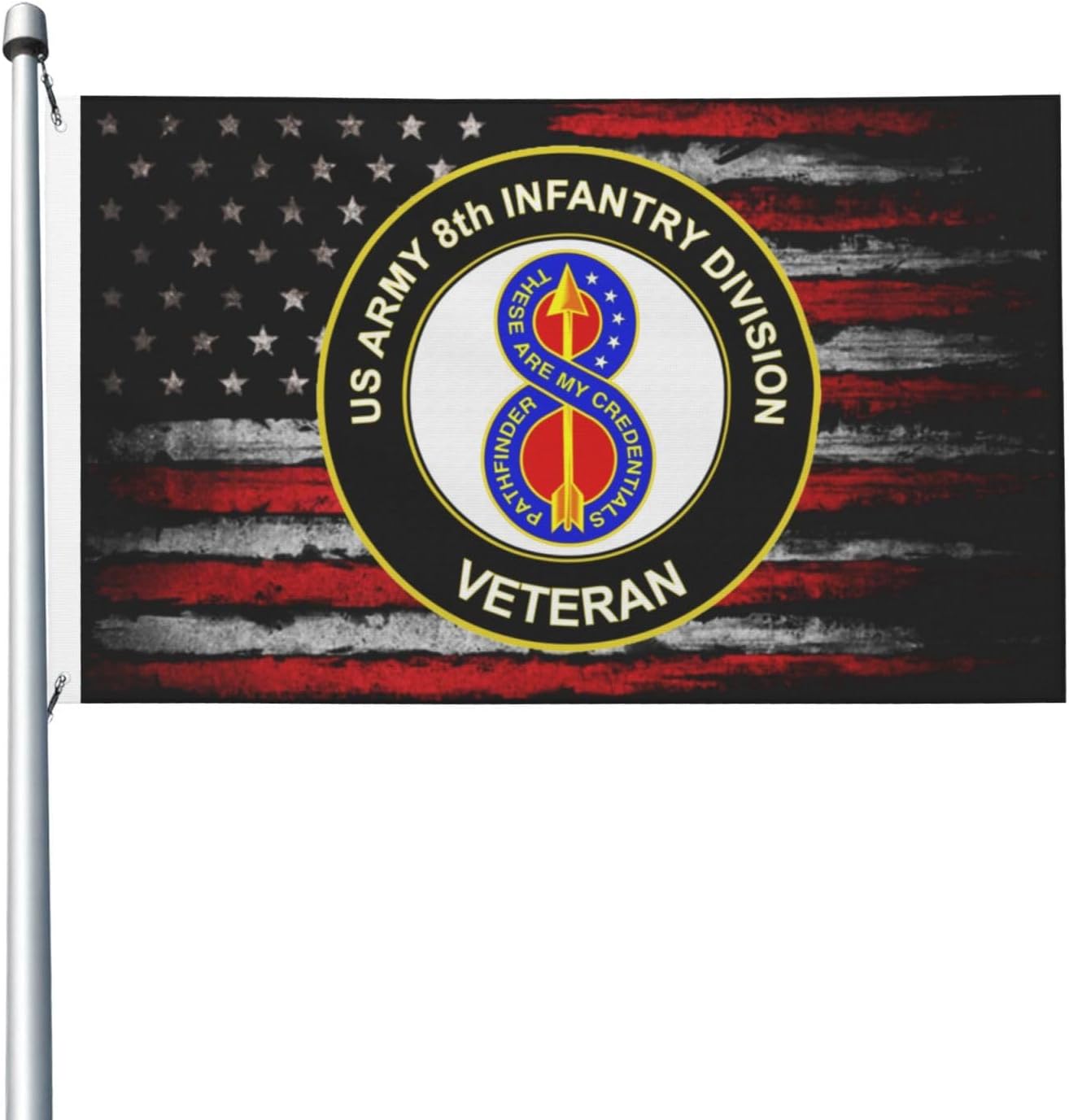 Army Veteran 8th Infantry Division Flag Outdoor Double Sided Printed ...