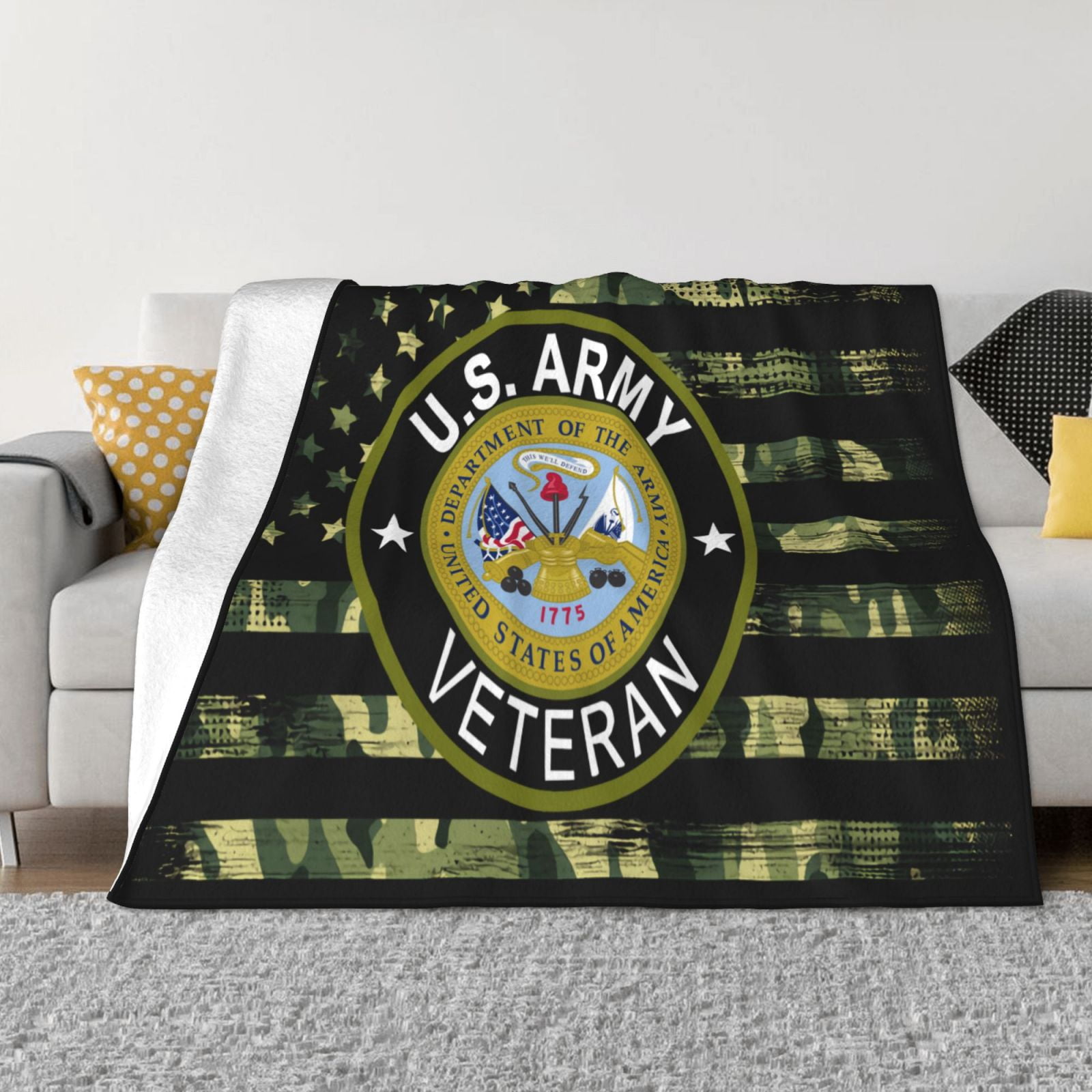 Army Veteran Blanket Soft and Warm Cozy Flannel Lightweight Throw ...