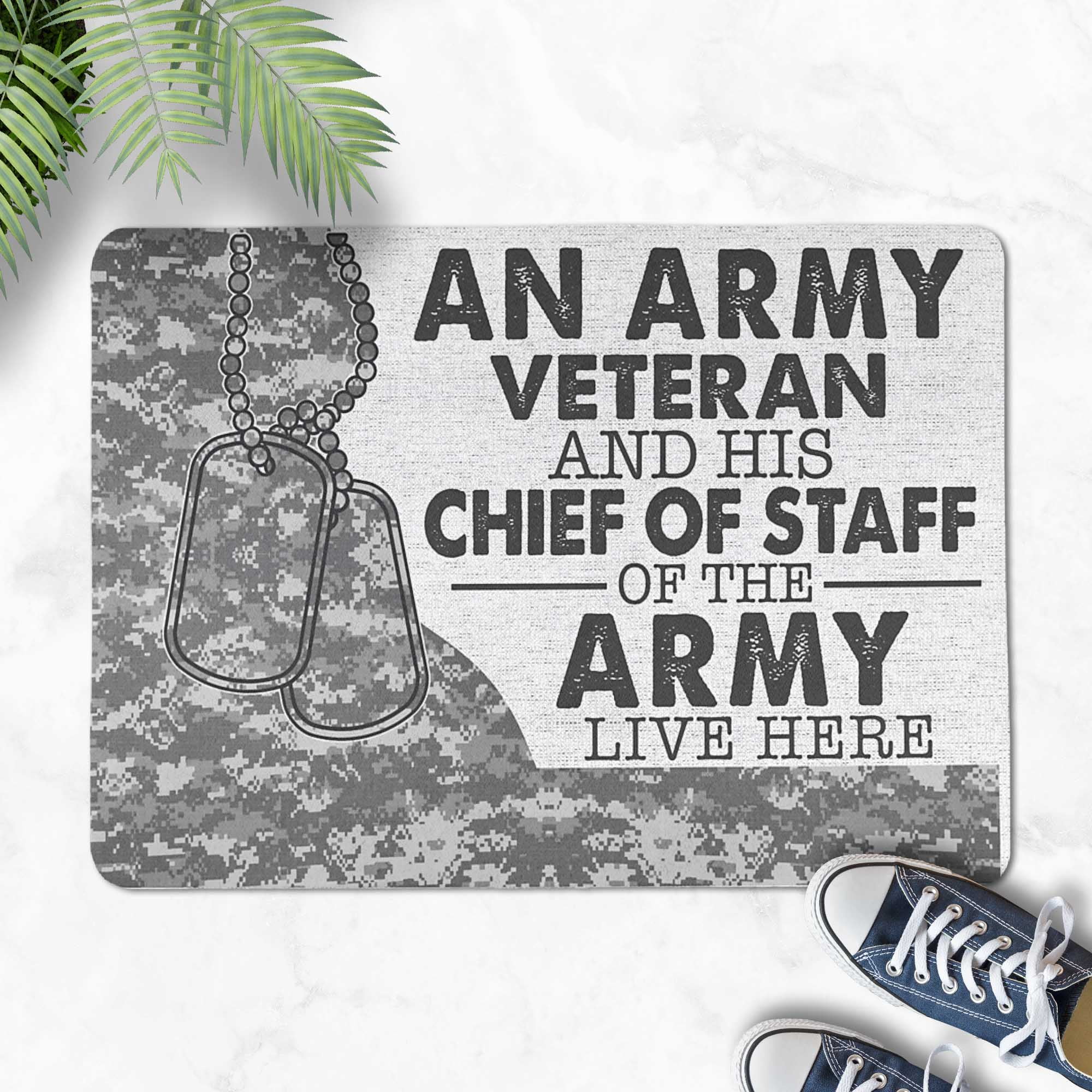 Army Veteran Doormat for Home, Military-Themed Rug with Camo, Welcome ...