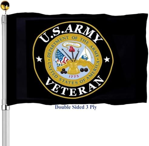 Army Veteran Emblem Flags 3x5 Outdoor Double Sided- Army Gold Crest ...