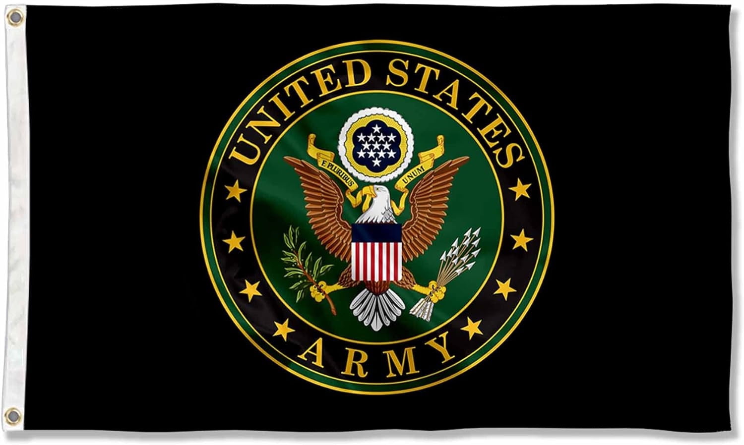 Army Veteran Emblem Flags 3x5 Outdoor Double Sided- US Armed Force Green Crest Military Flag ...