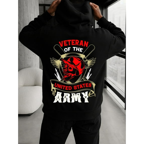 Army Veteran Hoodie funny hoodies Veteran men's polyester black ...
