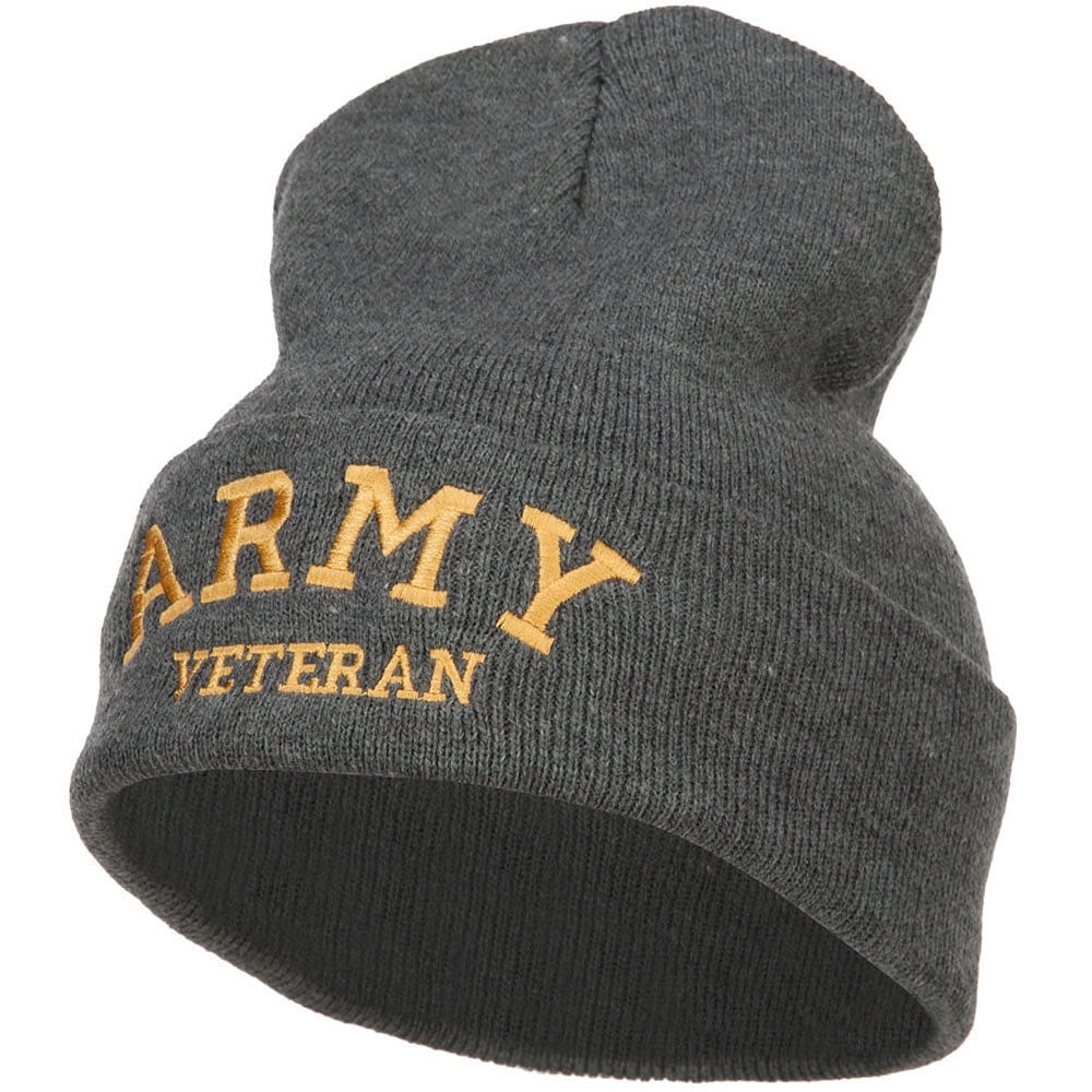 Army Veteran Letters Embroidered Long Beanie - Dk Grey OSFM - Walmart.com