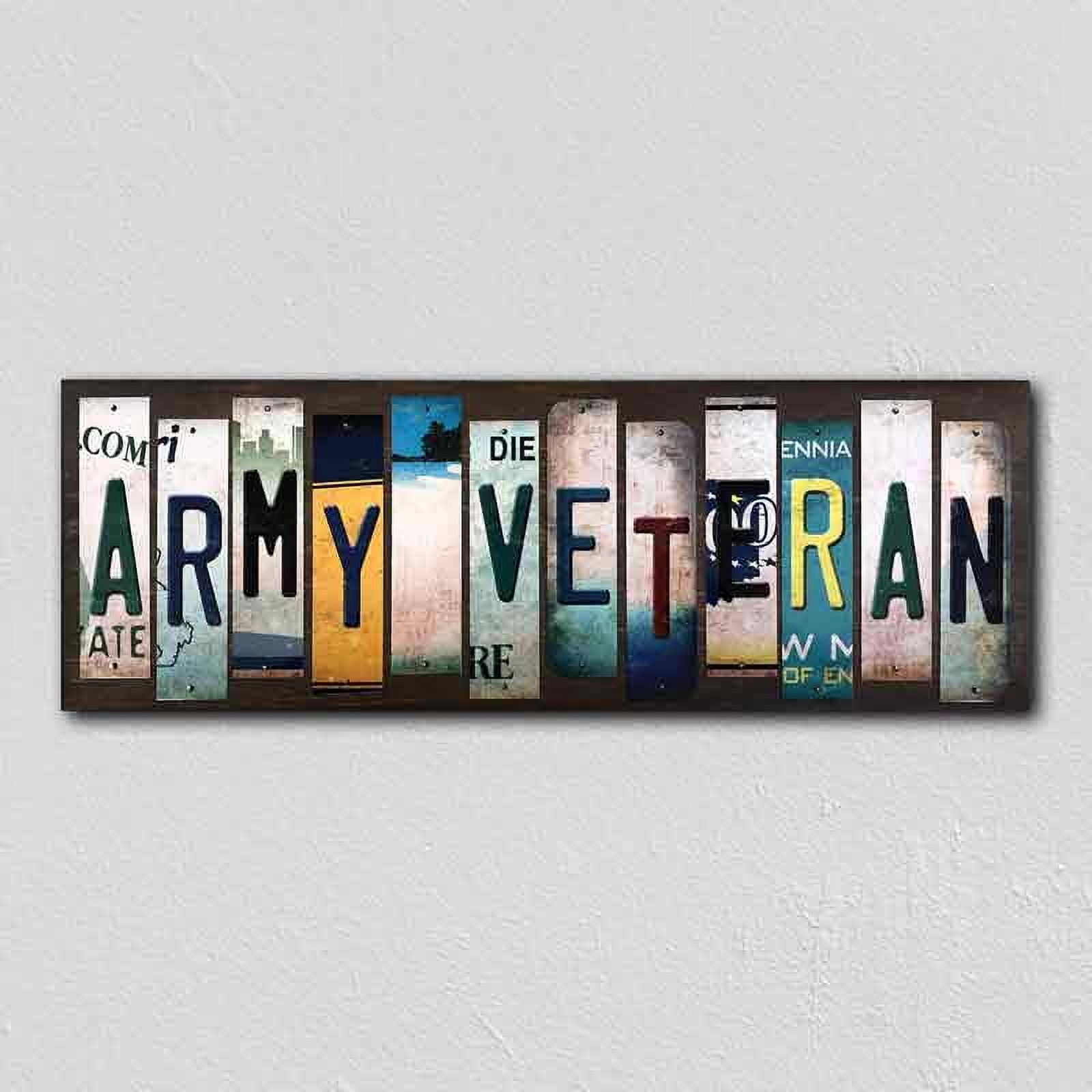 Army Veteran License Plate Tag Strips Novelty Wood Signs WS-490 8" x ...