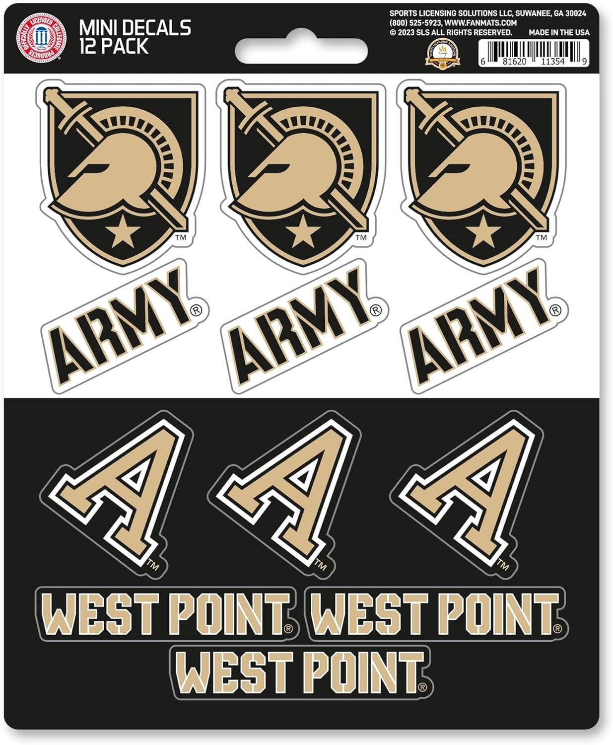 Army West Point Black Knights Cadets 12-Piece Mini Decal Sticker Set ...