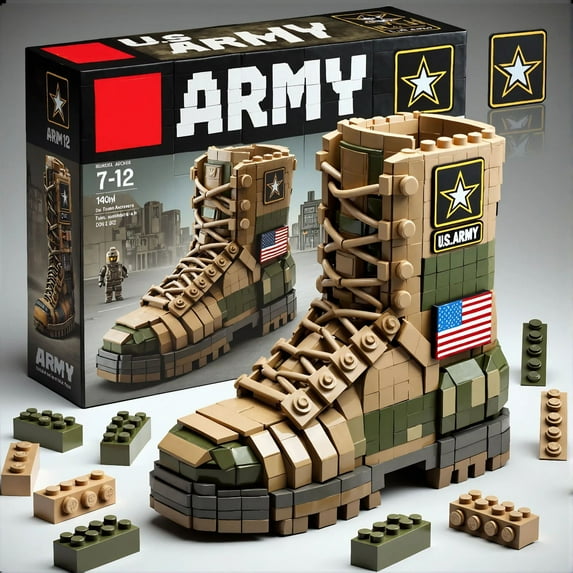 Army combat boots particle building blocks assembled military shoe fan ...