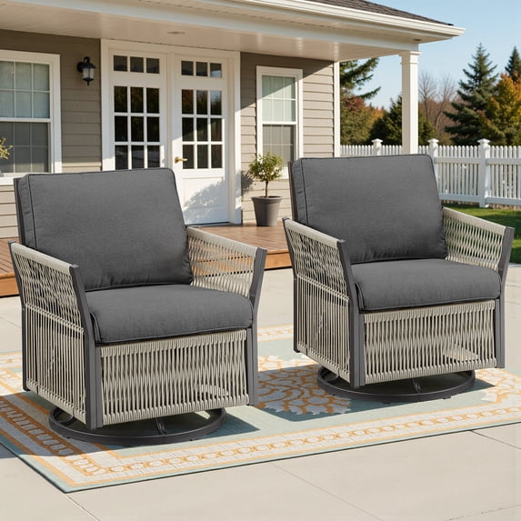 Arnahaishe Outdoor Swivel Rocker Patio Chairs Set of 2, Wicker Swivel ...