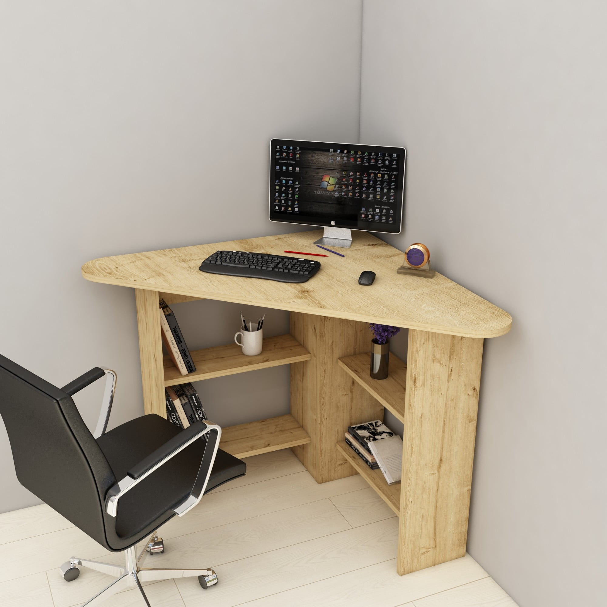 Arnetti - Corner - Sapphire Oak Study Desk - Walmart.com